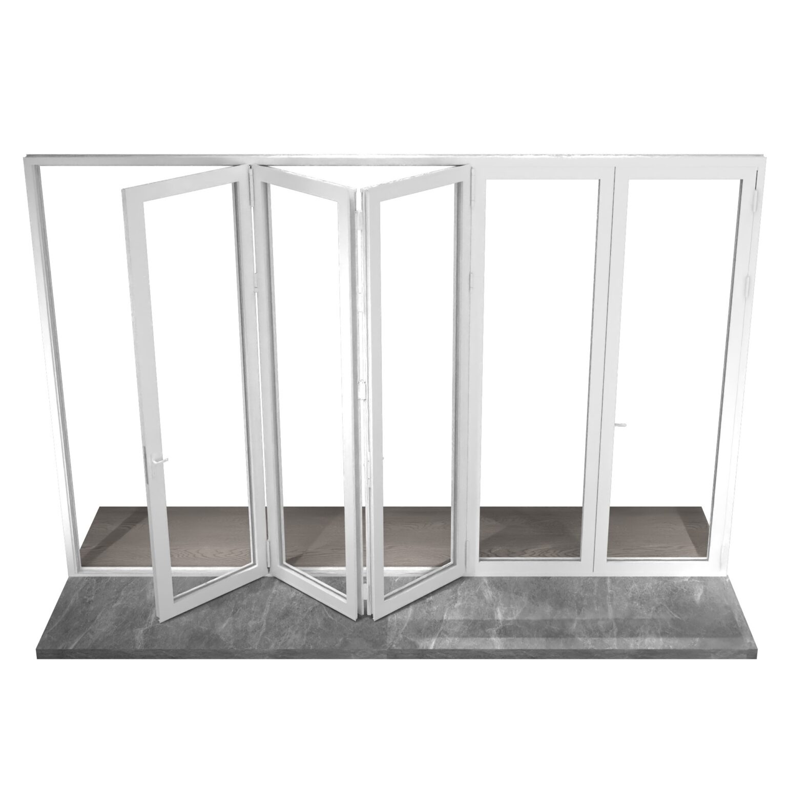 Aluminum BiFold Door 168" x 80" 5 Panel White Outswing