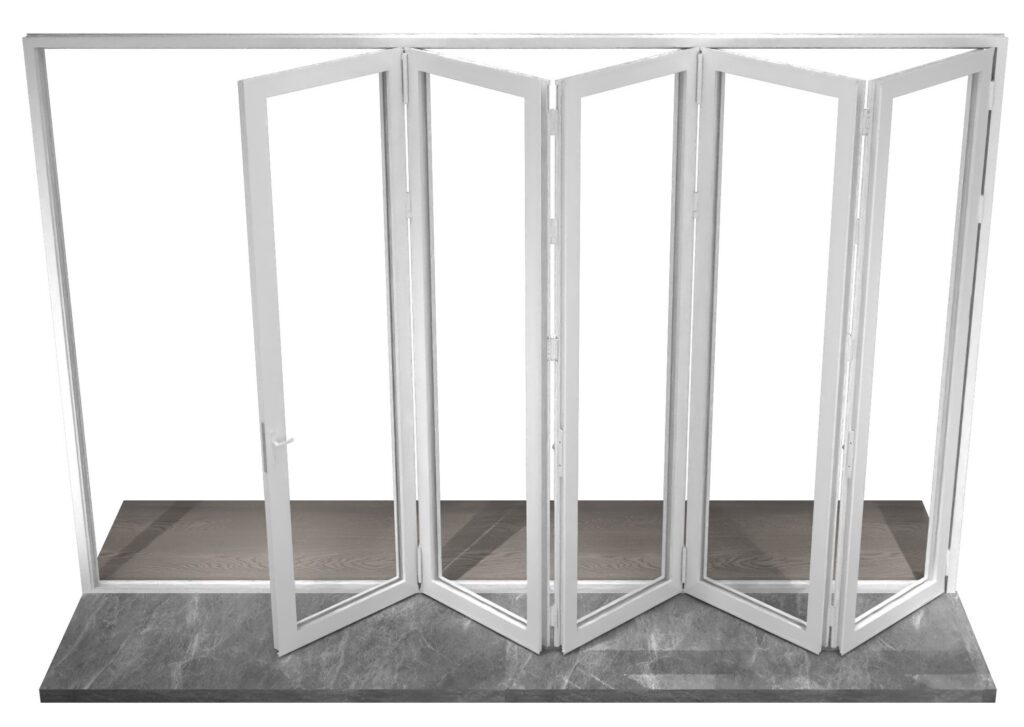 Aluminum BiFold Door 168" x 80" 5 Panel White Outswing